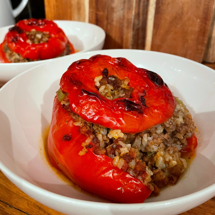 Mince and rice stuffed capsicums – Arcadia Farms